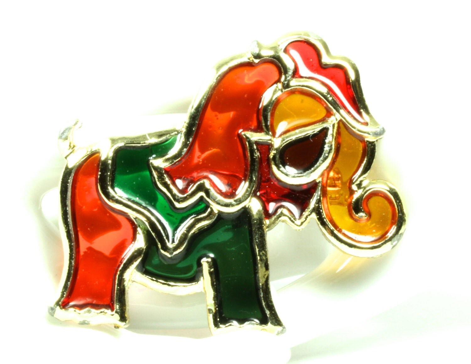 Bright Colorful Playful Vintage Glass Elephant Brooch Pin – Red Green ...
