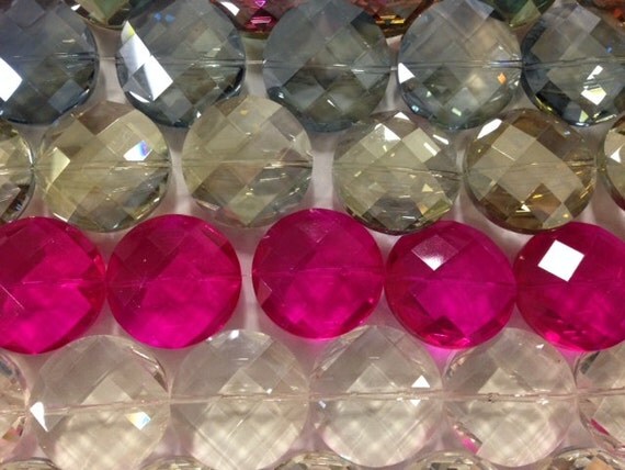 30mm coin shaped chinese faceted crystal glass by LittleBeadFairy