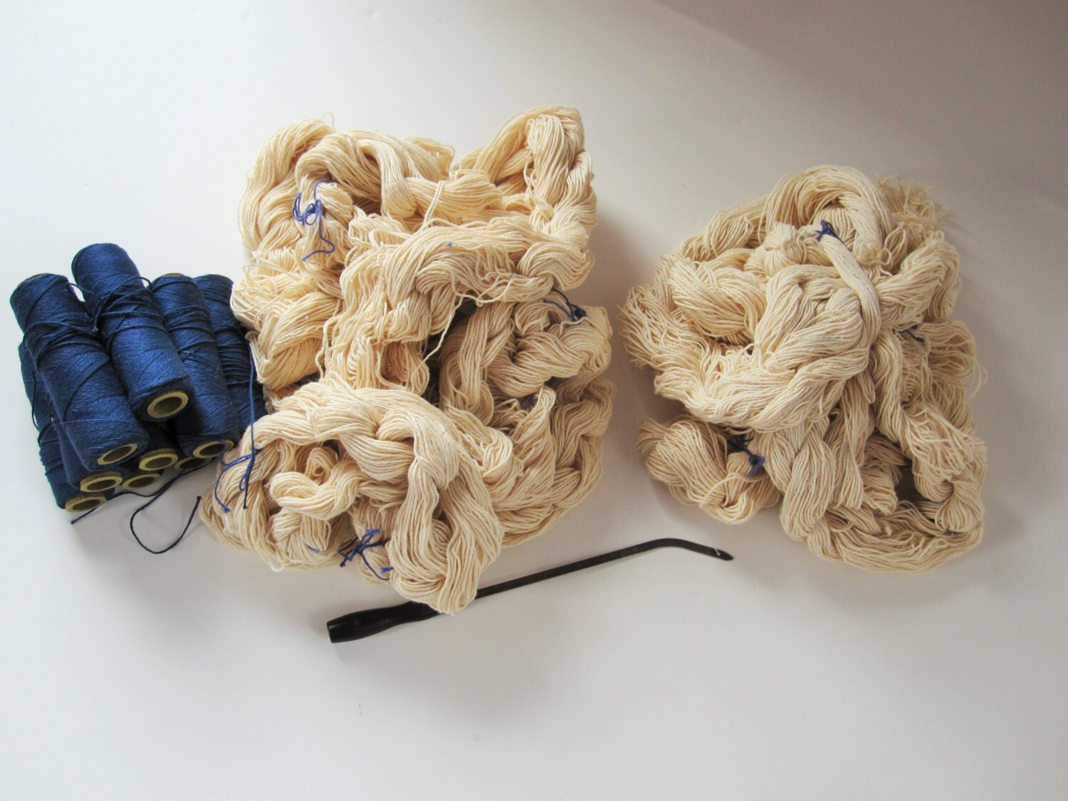Rug Looming Supplies – Cream and Navy Blue String/Thread – Rug Hook ...