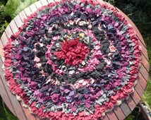 Unusual Rag Rug Mat Crocheted Jute base. Upcycled fabric. Clip rug ...