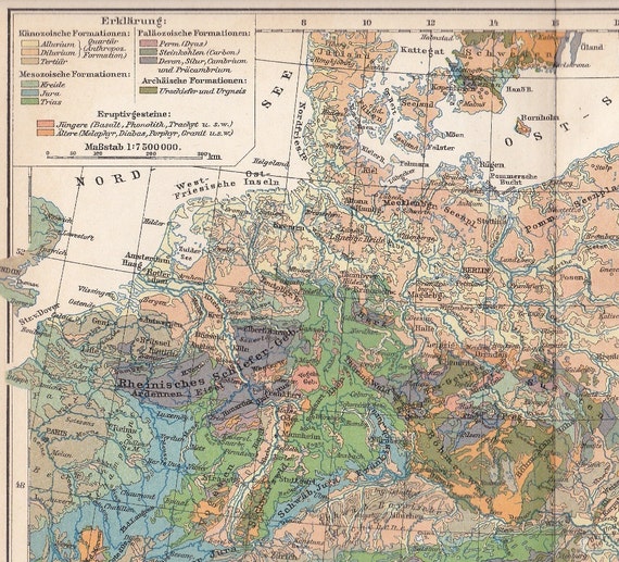 Items similar to 1905 Geographical Map of Central Europe at the end of ...
