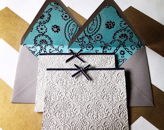 Handmade Stationery. Fine paper. Set of 2 cards. Embossed cards.