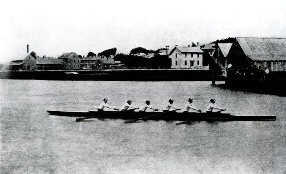 HARVARD UNIVERSITY CRIMSON Rowing Crew Team in 1858 by KingofRamen