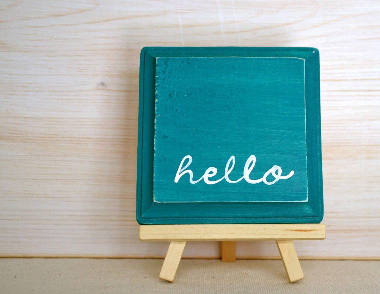 Teal and White Wooden Sign Hello Sign Teal Hello Wood Sign