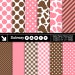 Cowgirl Party Digital Papers Pack in Pink Brown Cow Print