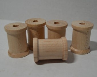 2-1/8 x 1-1/2 Wood Thread Spools Set of 5