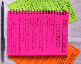 Best Friend Contract 5 x 7 journal by JournalingJane on Etsy