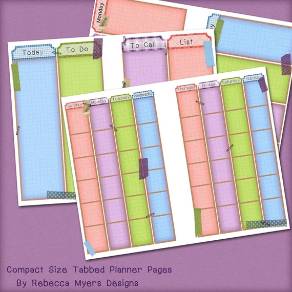 Items Similar To Compact Size Tabbed Planner Pages Filofax Franklin Items Similar To Compact Size Tabbed Planner Pages Filofax Franklin