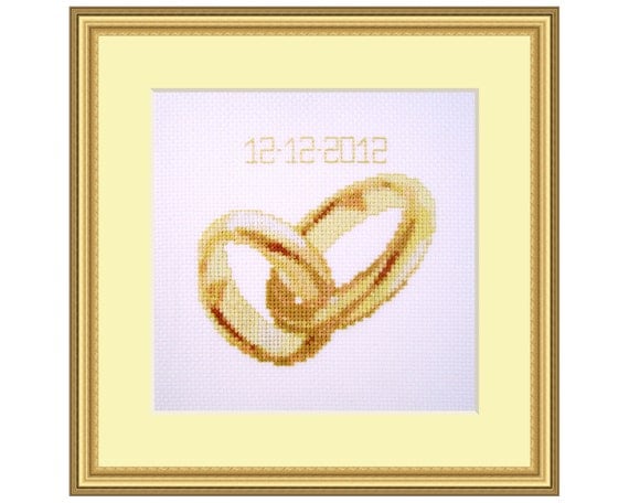 Wedding Rings Cross Stitch Kit Marriage diy gift small