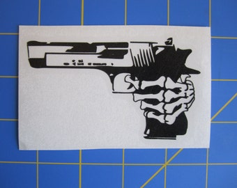 Items similar to Michigan pistol gun Vinyl Sticker "white" ORACAL 6 yr ...