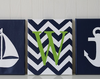 Nautical Nursery Decor Sailboat Anchor Personalized Nursery Letters ...