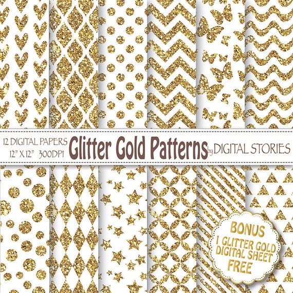 Glitter Gold Digital Paper: GLITTER GOLD PATTERNS