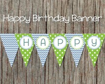 Popular items for birthday pennant banner on Etsy