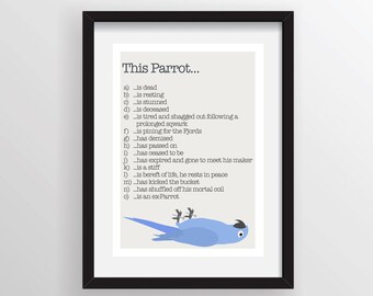 Monty Python (Dead Parrot Sketch) - Minimalist Print, Wall Poster ...