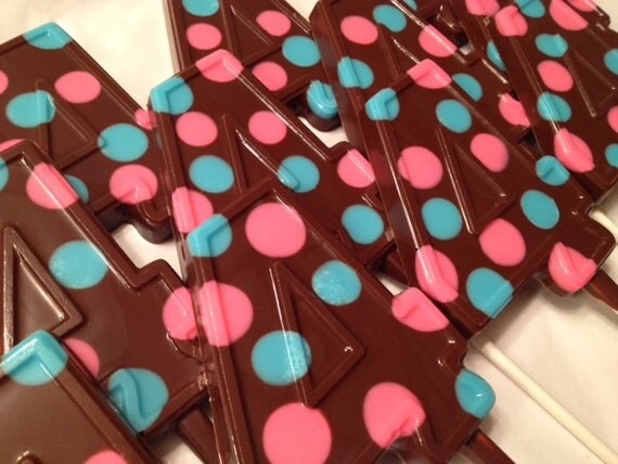 Number 4 Chocolate Lollipops 1 dozen by HowSweetItIsByMeliss
