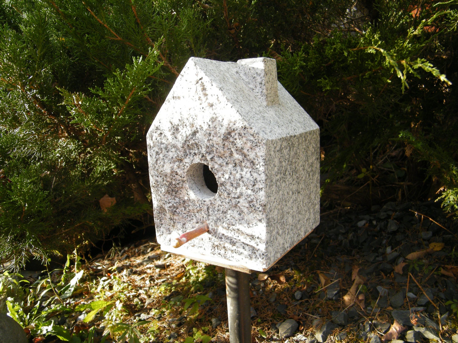 Birdhouse /Granite Stone Birdhouse/ Handcrafted Stone