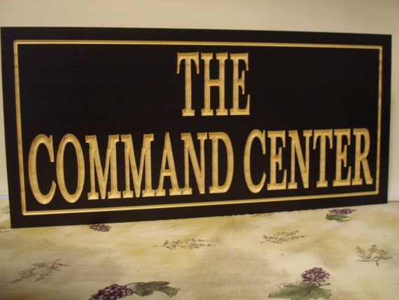 Command Center Personalized Carved Sign Home Bar Sign