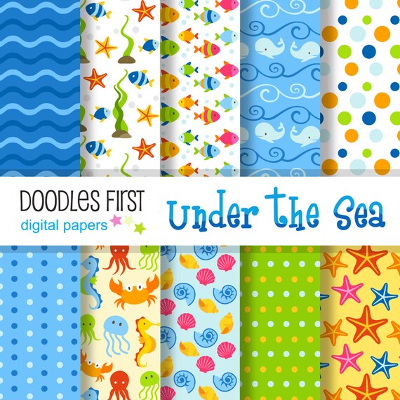 Under the Sea Digital Paper Pack Includes 10 for Scrapbooking