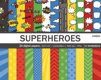 Popular items for comic digital paper on Etsy