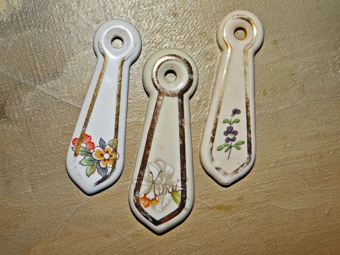 Porcelain escutcheon keyhole cover teardrop glazed orchid floral white ...