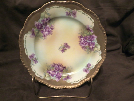Stunning antique imperial austria plate with purple violets