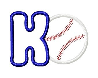 Baseball Letter K Applique Design - Machine Embroidery Pattern ...