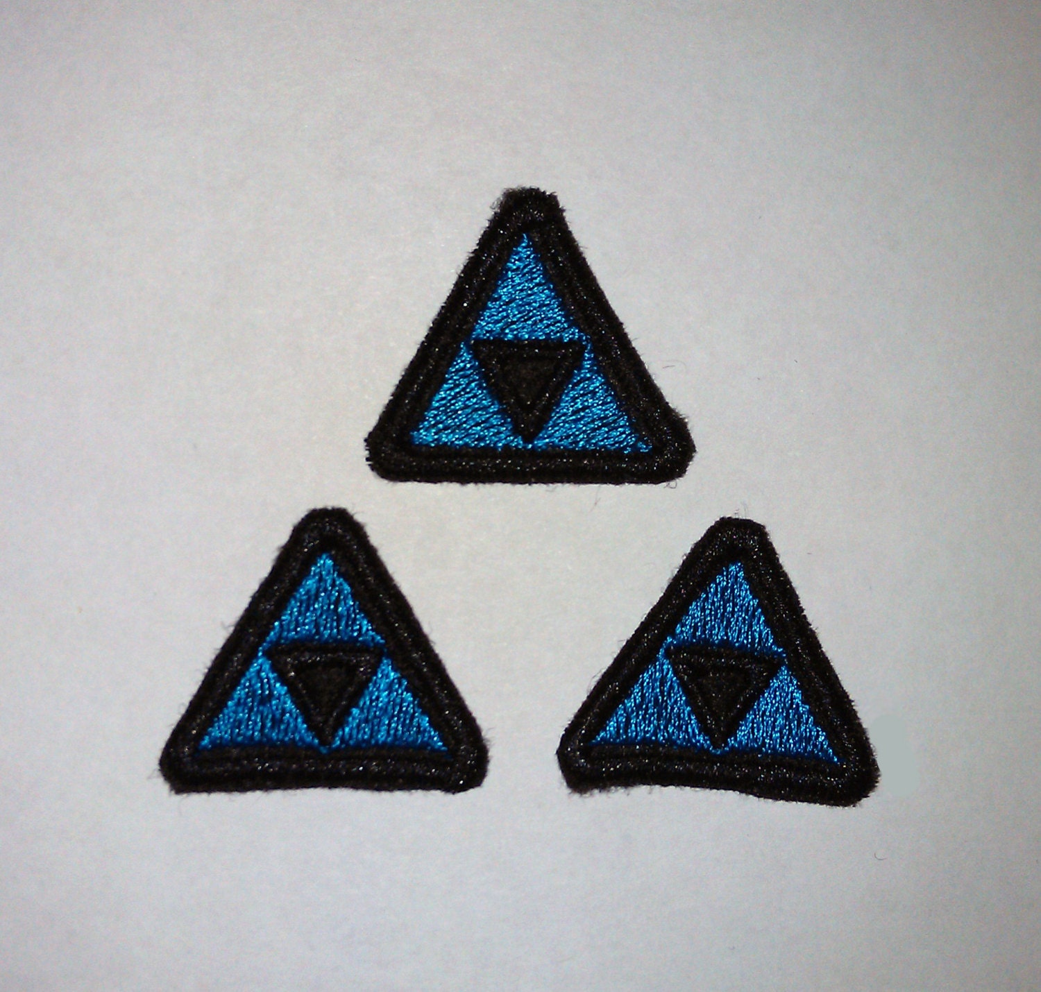 Miniature Blue Triforce Shiny Metallic Embroidery Iron On