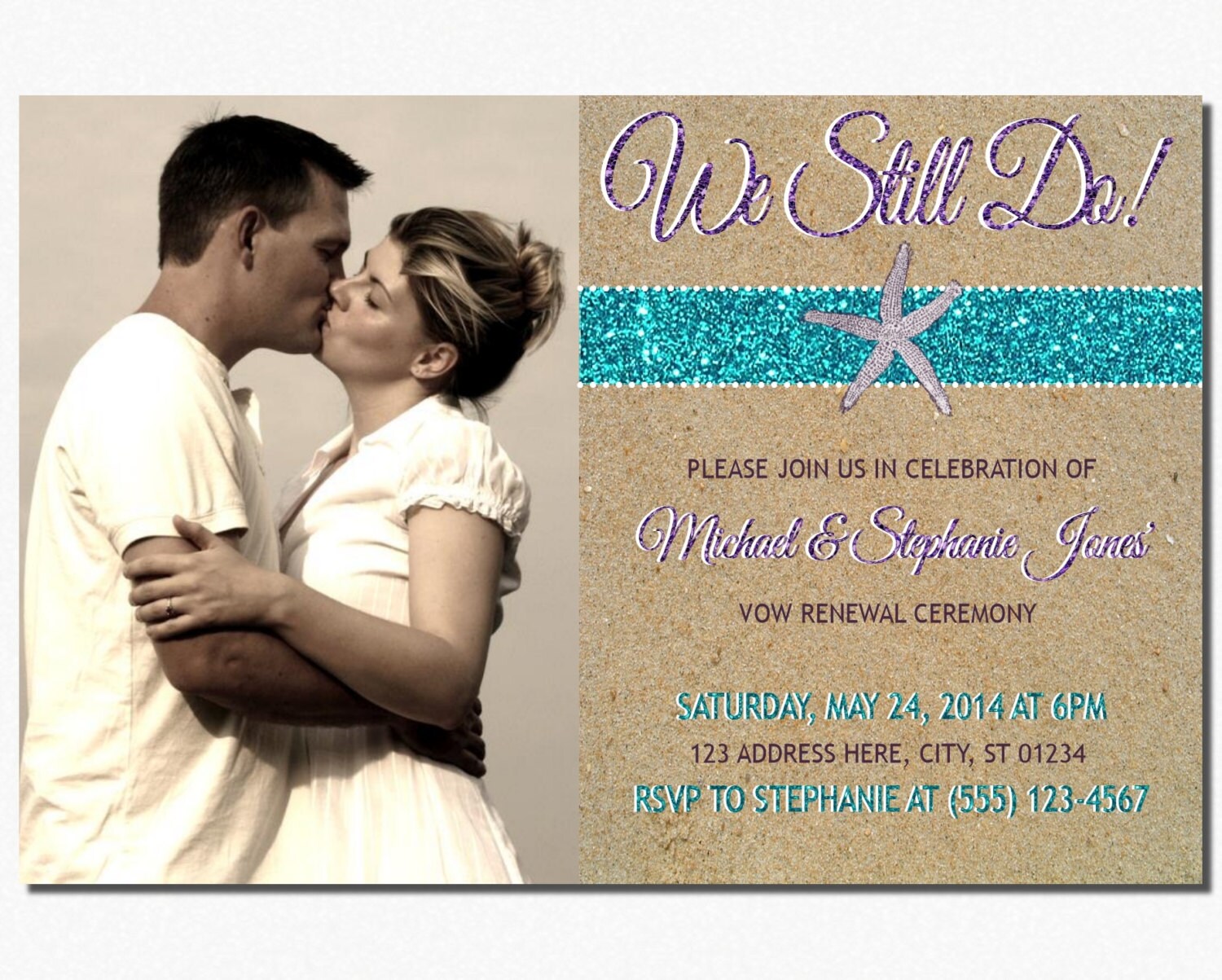 Beach Vow Renewal Invitation Wedding Vow Renewal By PuggyPrints