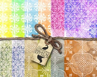 Digital Scrapbook Paper Download, Indian Flowers in Bright Blue, Teal ...