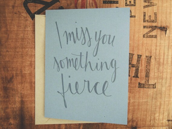 Items similar to calligraphy slate gray missing you card // I miss you ...