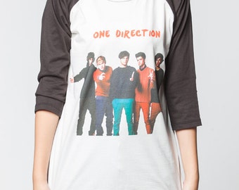 One Direction Shirt Baseball Boy Band 1D Pop Long Sleeved Women White ...