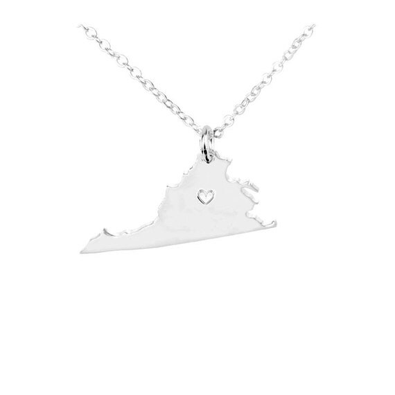 Virginia State Necklace VA State Charm by InitialNecklaces on Etsy
