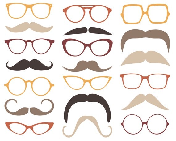 Vintage Mustache and Glasses Clipart Clip Art by TheClipartPress