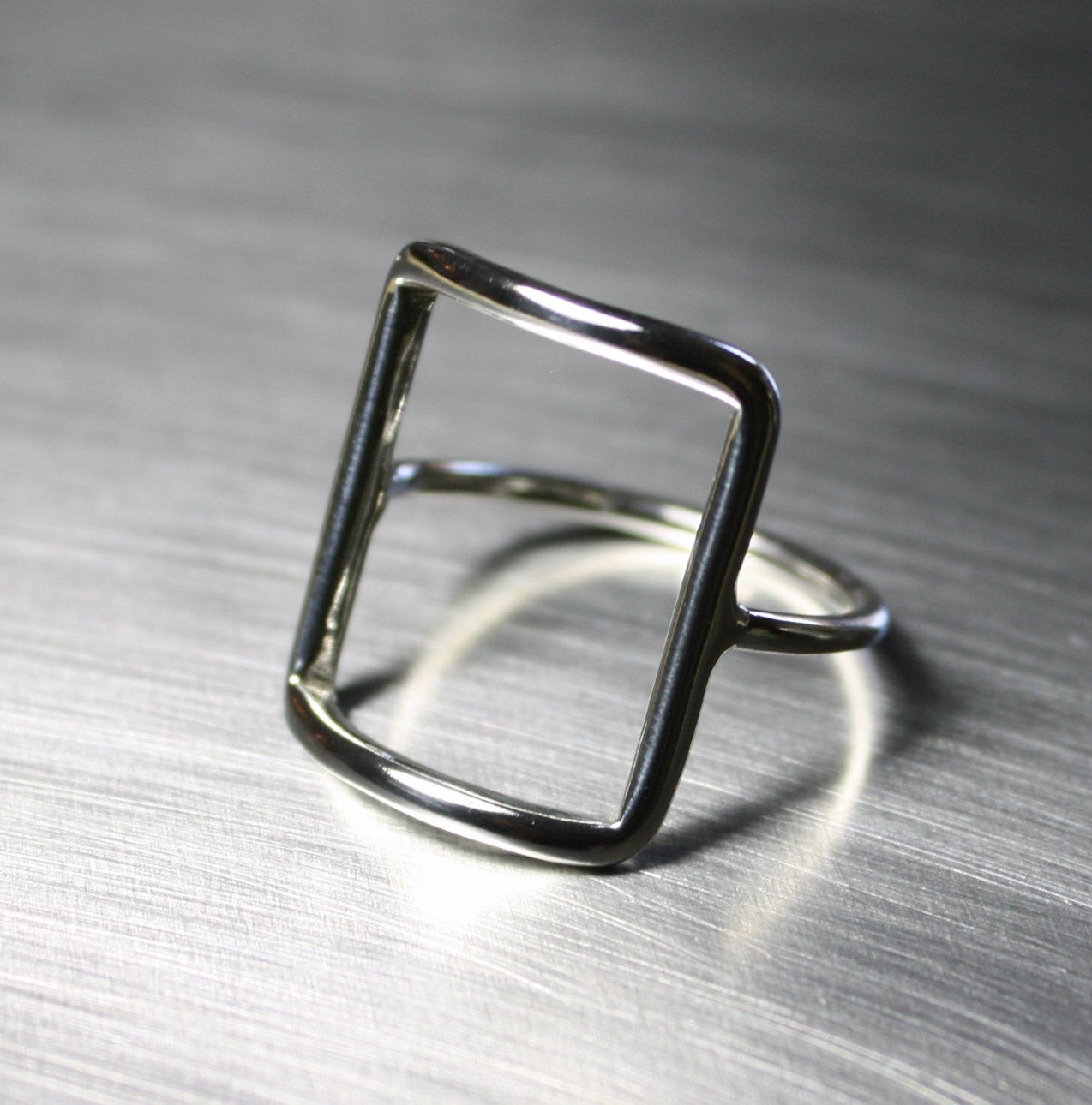 Silver Square Ring Rectangle Ring Geometric Ring