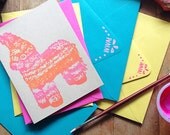 Items similar to Viva Pinata Block Print Card on Etsy