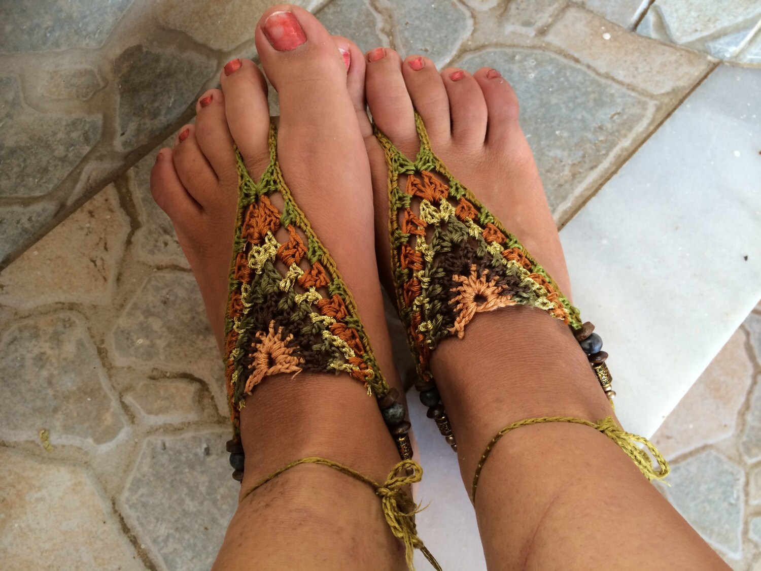 Nature child crochet soleless sandals // barefoor sandals