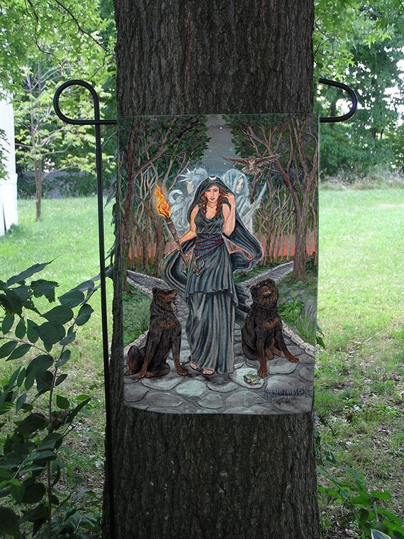 Hecate Goddess of the Crossroads Garden Flag