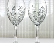 Unique silver wine glasses related items | Etsy