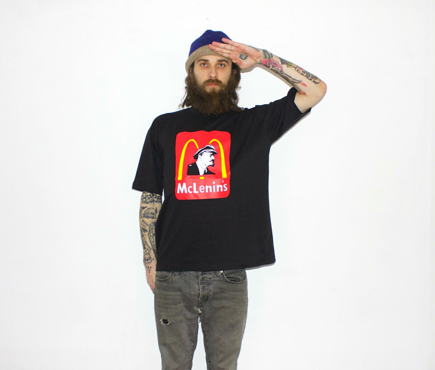 Half Off SALE. Communist Lenin Shirt. Black T Shirt with