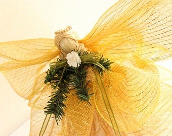 Christmas Tree Topper Raffia Angel Tree Topper by MarloTreasures