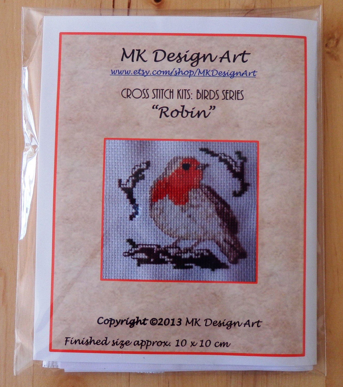 Robin cross stitch kit: garden birds series