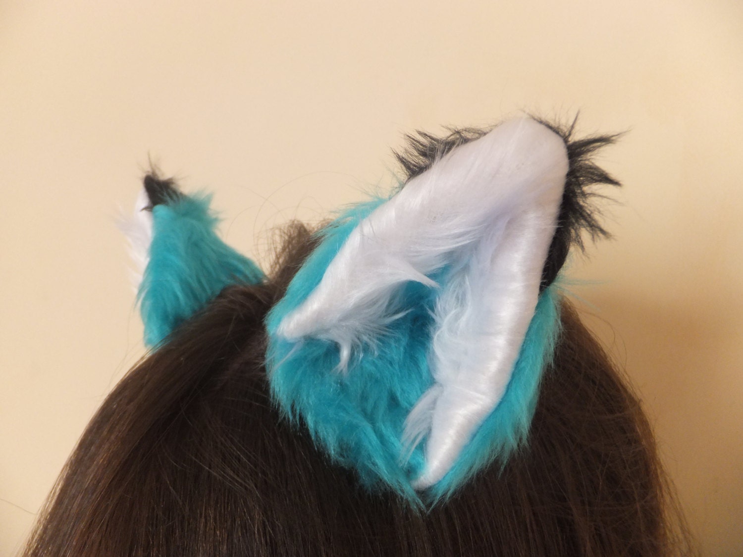 Turquoise Electric Blue Black Tip Furry Cosplay Wolf Fox Cat