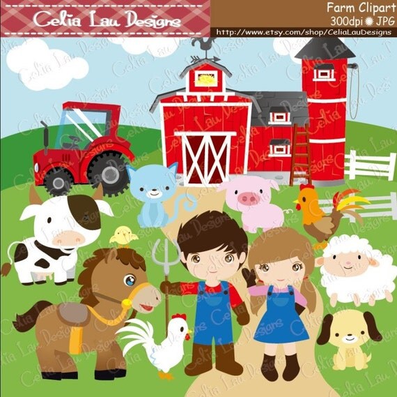Farm Clipart Barnyard clip art CG041 Cute barn animals and