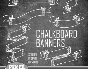 Chalkboard Clipart "CHALKBOARD BANNERS", Chalkboard Banners, Chalkboard ...