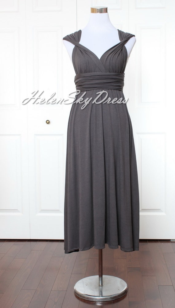 Dark Grey Bridesmaid Dress Convertible Infinity Wrap Dress