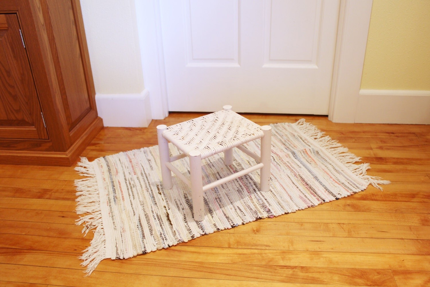 Put Your Feet Up… Vintage Foot Stool / Milking Stool with Woven Cane ...