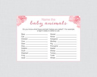 Baby Animals Name Game Baby Shower Printable Woodland Baby