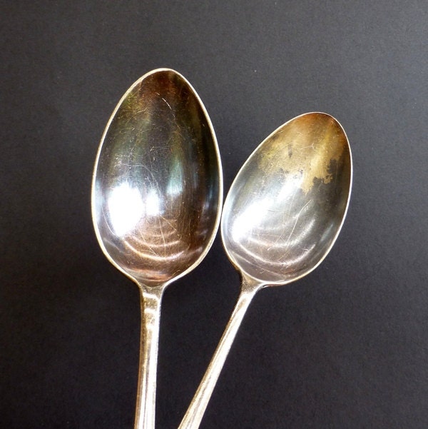 2 x Vintage EPNS A1Table Spoons, mismatched, Tarnished and Worn ...