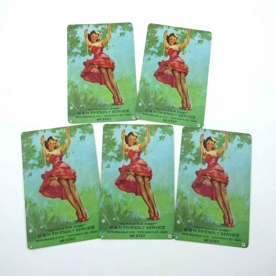 Vintage Pin Up Girl Playing Cards with Sexy Lady in Hot Pink