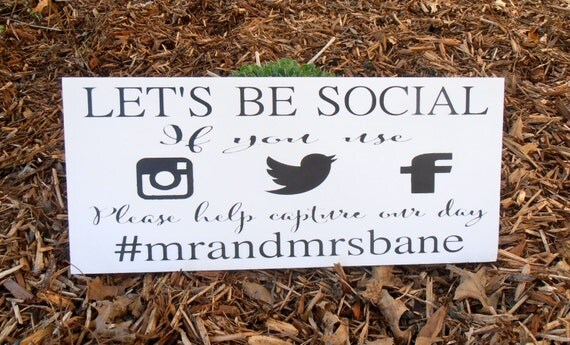 Items similar to Let's be social wood sign Instagram Twitter Facebook ...